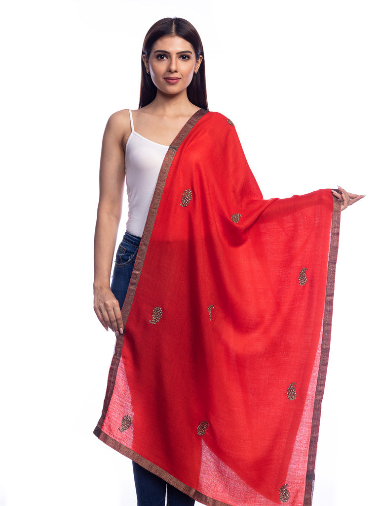 Red Tissue – Karigari Shawls